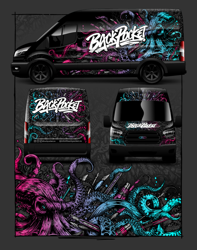 Premium Octopus Boat Wrap Design | Signature Series | Hand-Drawn ...